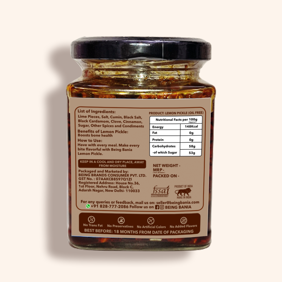Lemon Pickle with the Special Flavor of Hing – Being Bania